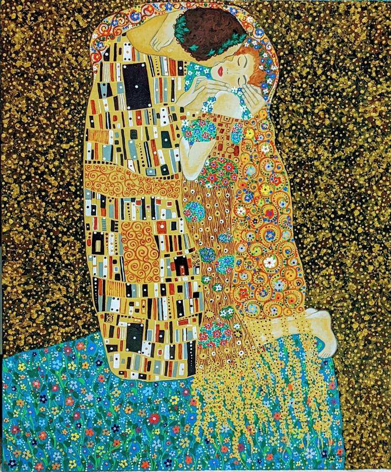 “The Kiss” (reproduction after Gustav Klimt) Painting by Diana Chifor ...