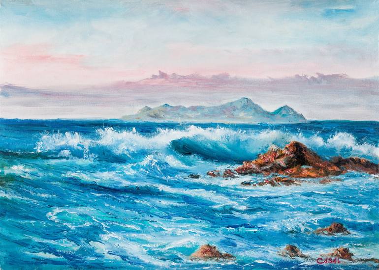 Olas en las Islas Cíes Painting by Eduardo Casal | Saatchi Art