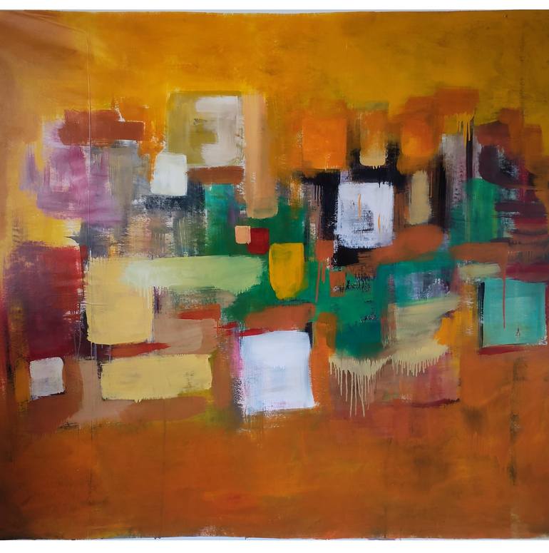 Yellow abstract Painting by Muqeet Haider | Saatchi Art