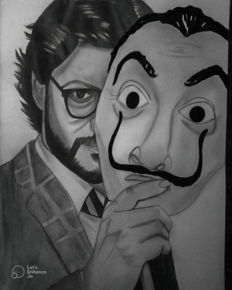 Professor from money heist Drawing by Ahmad Raza | Saatchi Art