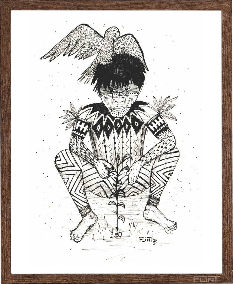 Curumim Curupaco Drawing by Luiz Carlos FLint | Saatchi Art