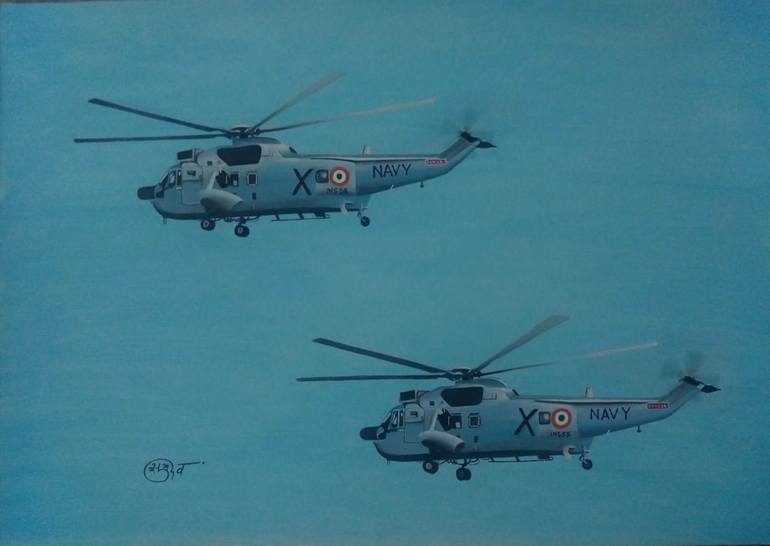 Seaking Aircraft Painting Painting by Sukhdev Kalel | Saatchi Art