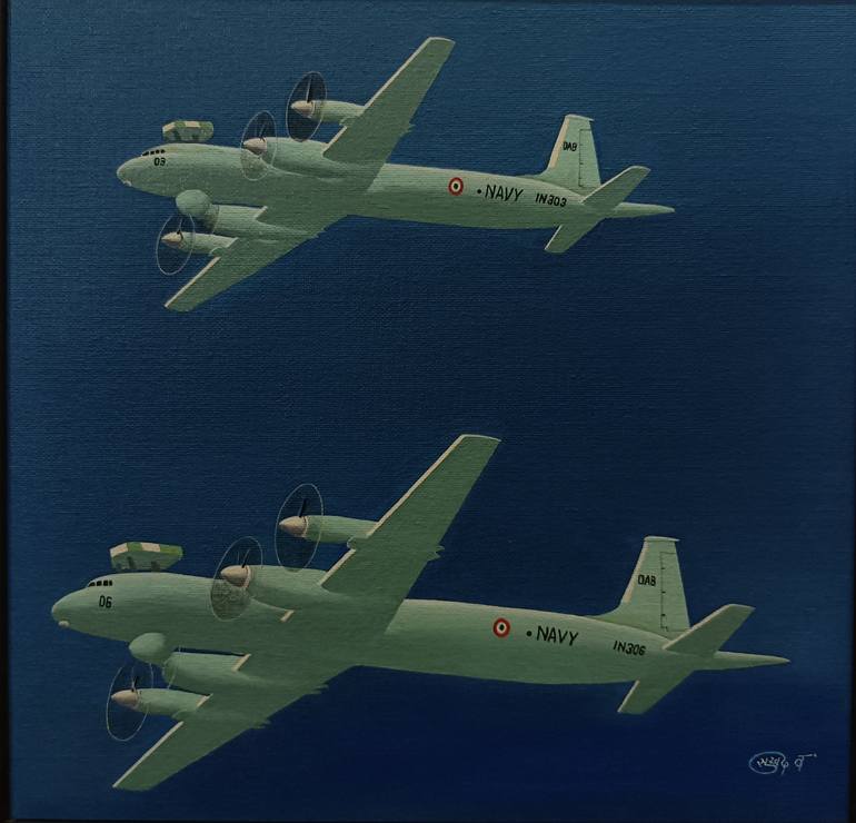Stallion II, Oil on Canvas Aircraft Painting Painting by Sukhdev Kalel ...