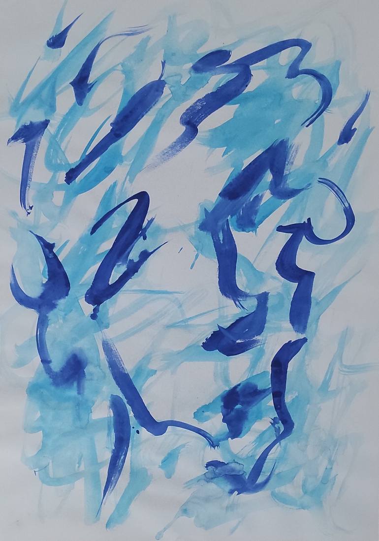 Blue Abstract Portrait Painting by Danilo Mancic | Saatchi Art