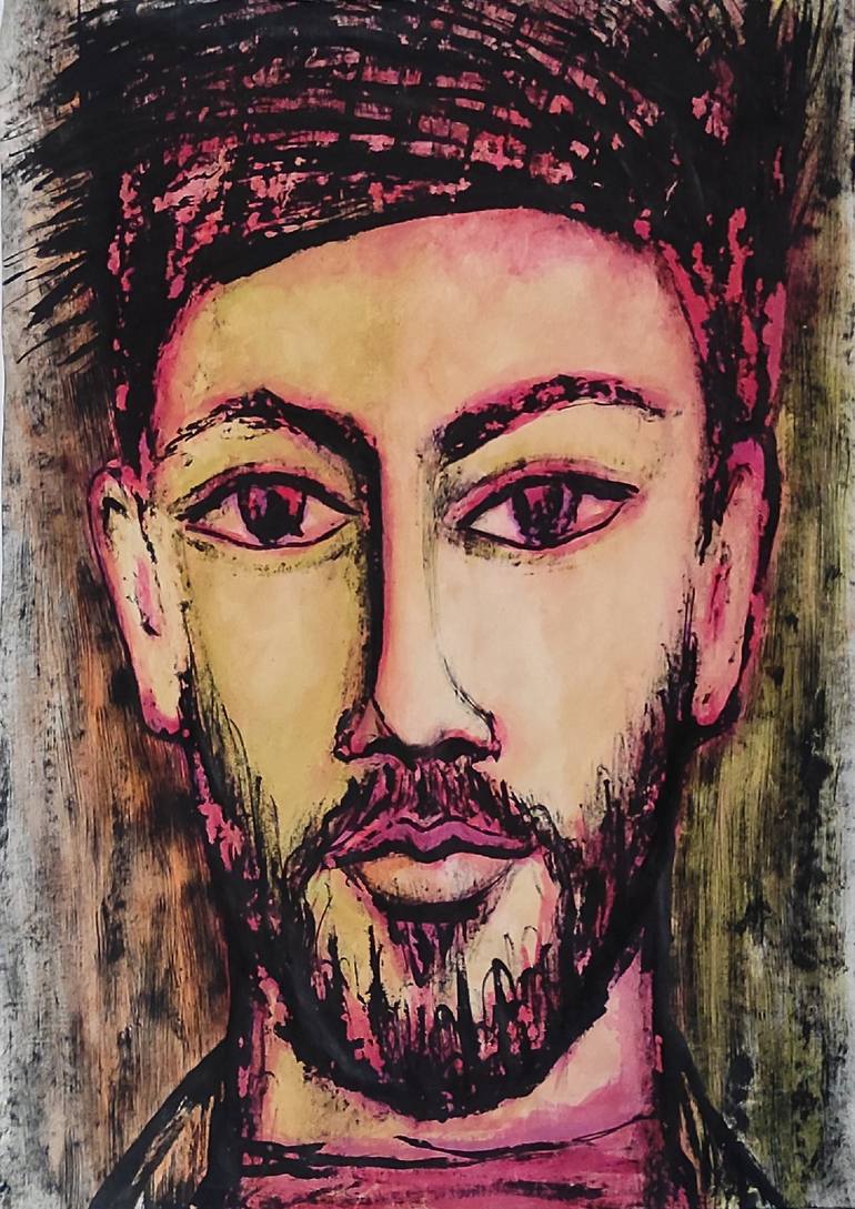 Young Man with a Beard Painting by Danilo Mancic | Saatchi Art