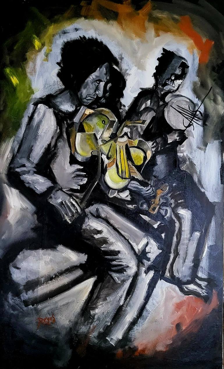 viejito musico Painting by Jose Alberto Reyes | Saatchi Art