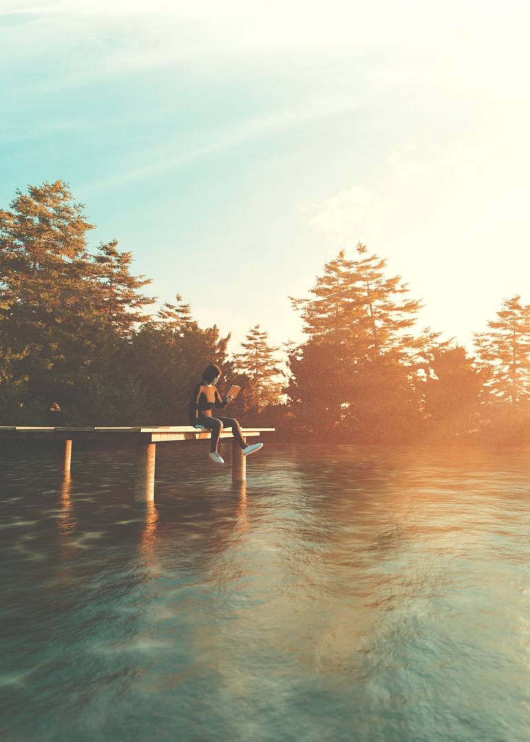 Reading 3D Surrealism Render Artwork Digital by Rizky Irawan | Saatchi Art