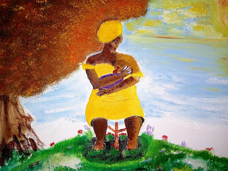 Royalty: Black Mother Nursing Painting by Kaydian Wright -Smoley ...