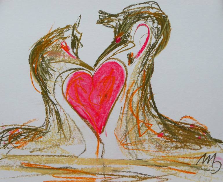 Lovebirds 1 Painting by Maria Davis | Saatchi Art