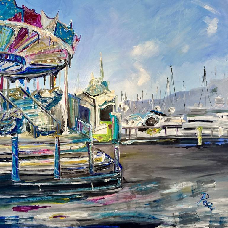 Carousel at Monte Carlo Painting by Peshi Haas | Saatchi Art