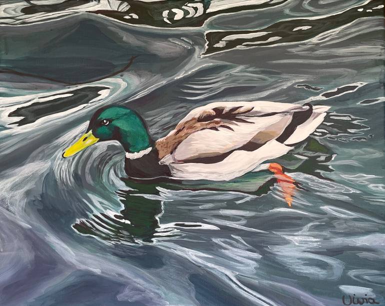 The Mallard Painting by Vivia Wisperwind | Saatchi Art