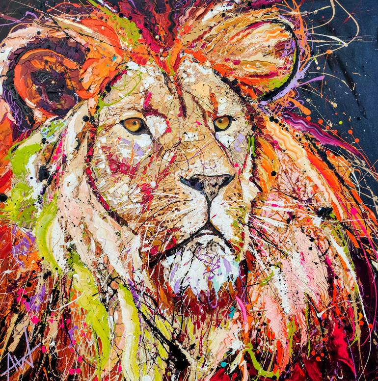 Lion Heart - Abstract Expressionist Portrait of a Lion Painting by ...