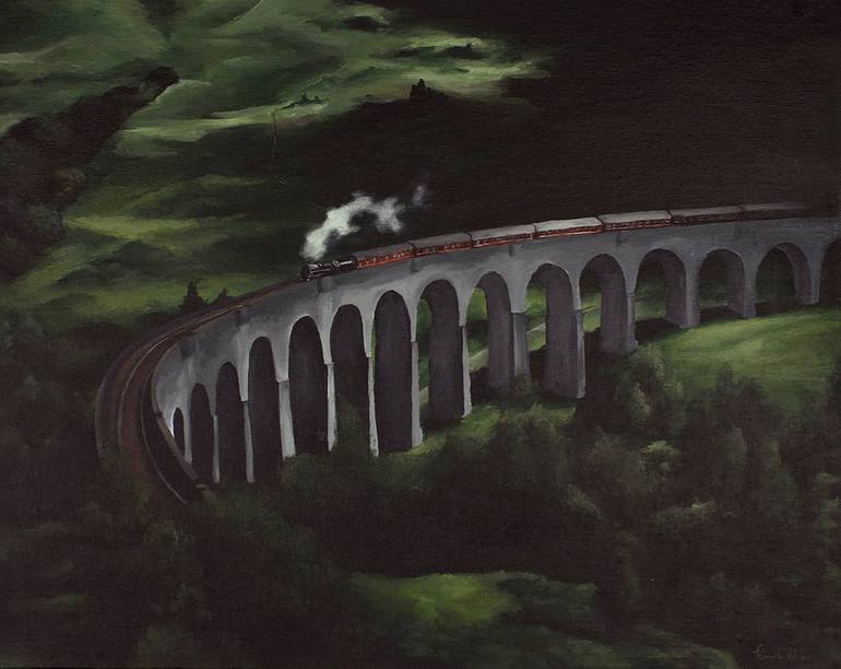 Scottish Highlands Train Painting by Rachel Gering | Saatchi Art