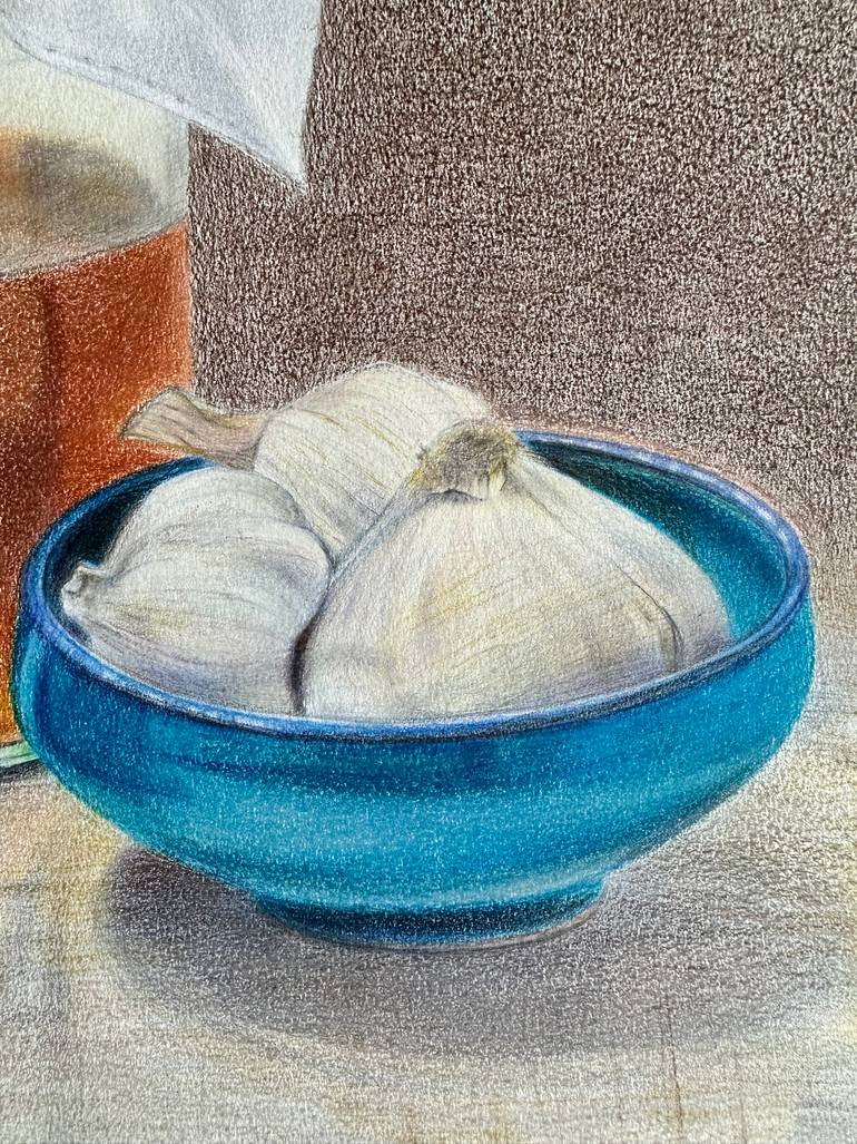 Garlic and vinegar Drawing by Azar Hassani | Saatchi Art