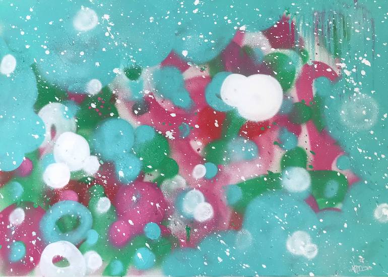 Aqua Berry Waterfalls Graffbstract Painting by Kmst One | Saatchi Art