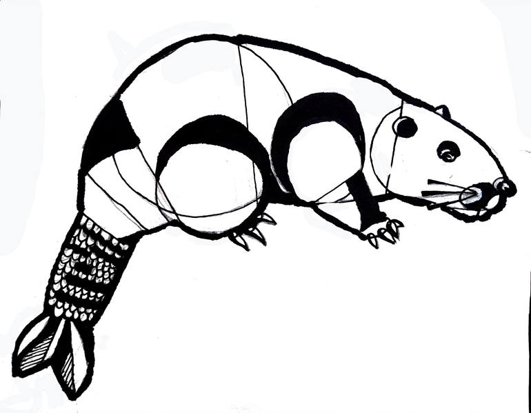 Animal beaver stylization black and white graphics Drawing by Mariuy ...