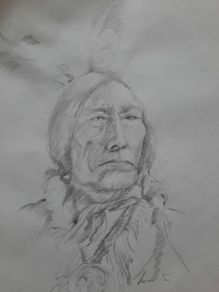 Sioux Drawing by Jenő Dienes | Saatchi Art
