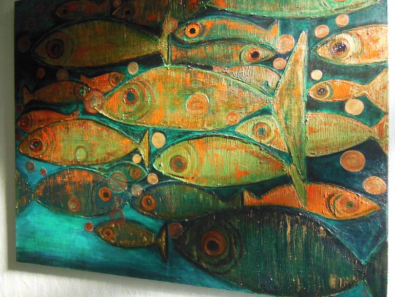 Gold Fish Painting by Marleen Becks | Saatchi Art