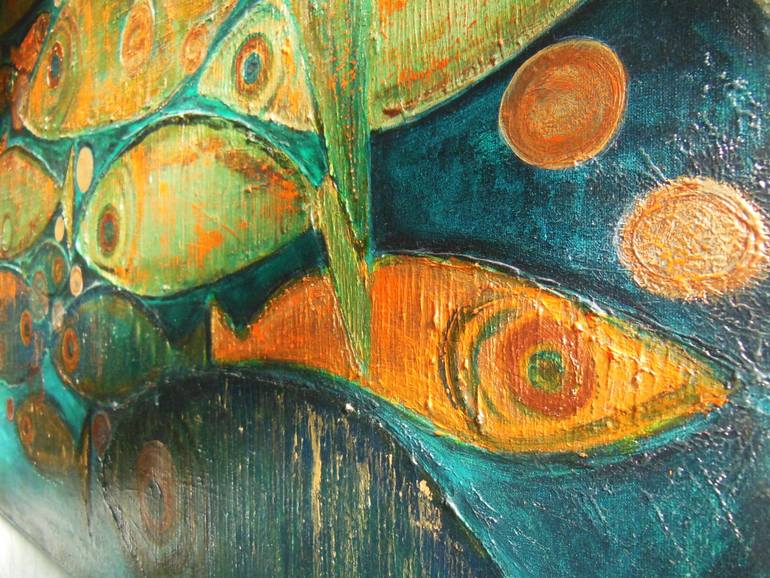 Gold Fish Painting by Marleen Becks | Saatchi Art