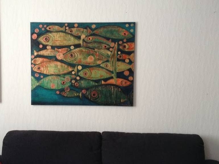 Gold Fish Painting by Marleen Becks | Saatchi Art