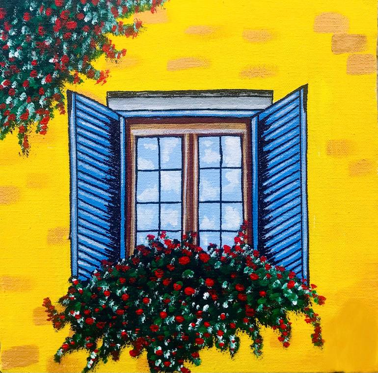 Open window | Flowers in window | Small size art Painting by Zeeshan ...