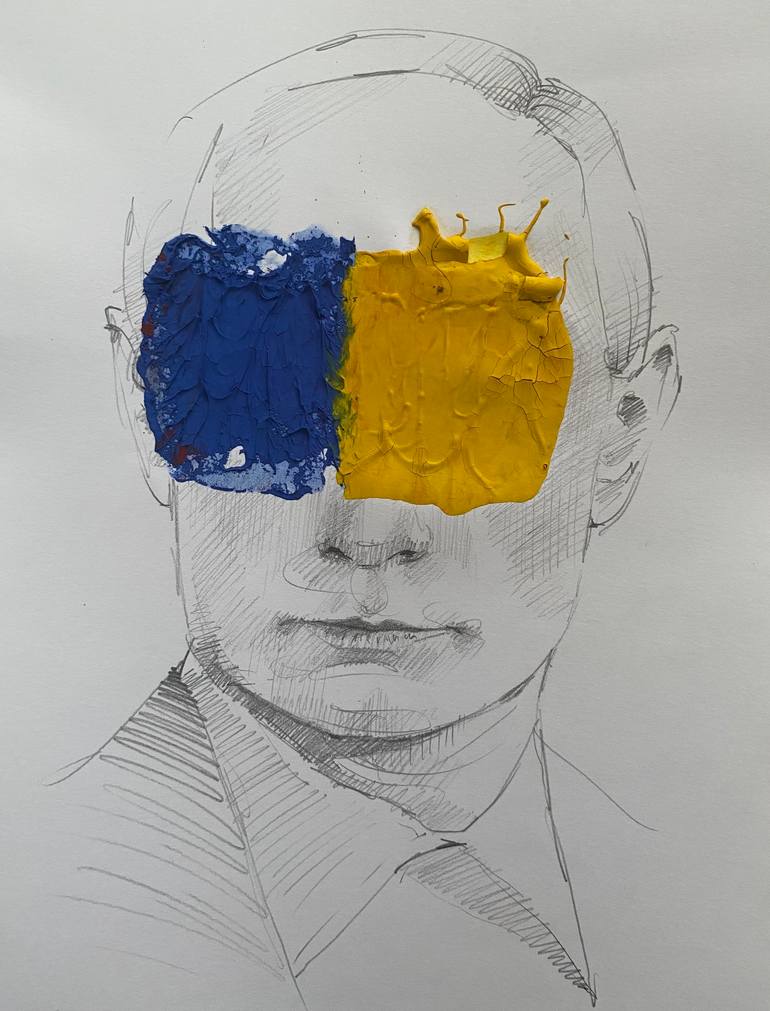 ukraine putin drawing Painting by Julia Krytovych | Saatchi Art
