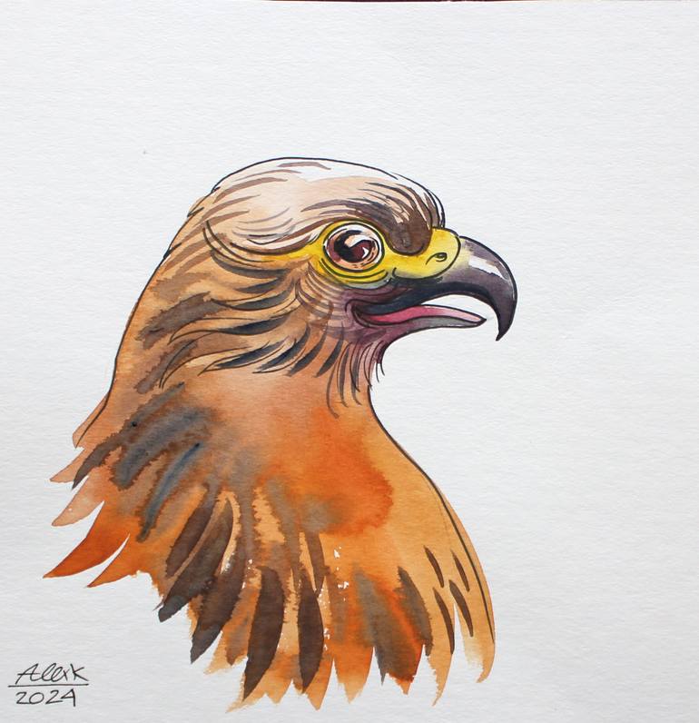 Watercolour falcon Painting by Alexander Kuzyuberdin | Saatchi Art