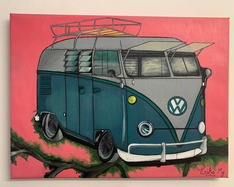 Car volkswagen Painting by Erika Martinez | Saatchi Art