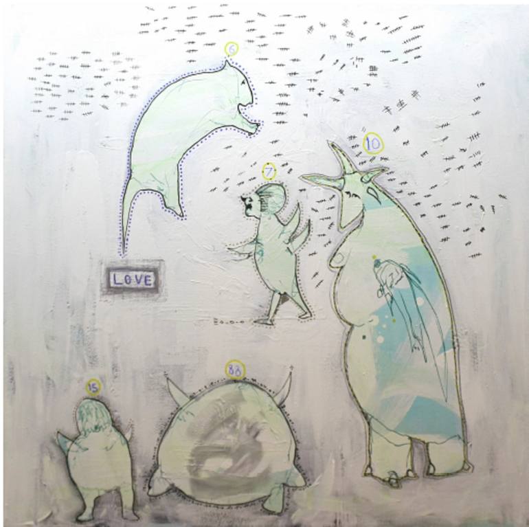 The Love Creatures Painting by Ramy Dozy | Saatchi Art