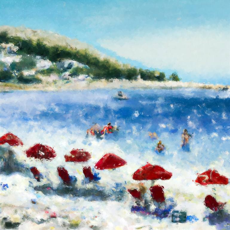Day At The Beach Painting by HD Art | Saatchi Art
