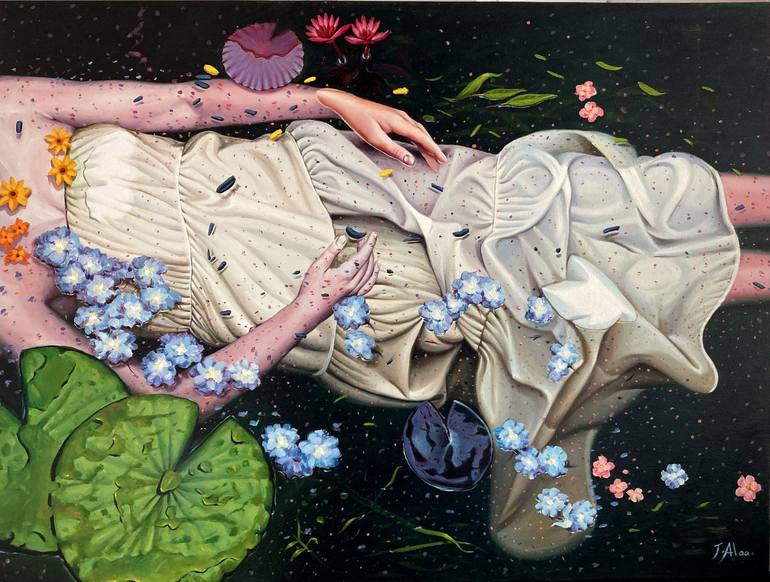 The Drowning of Ophelia Painting by Jimaa Alaa | Saatchi Art