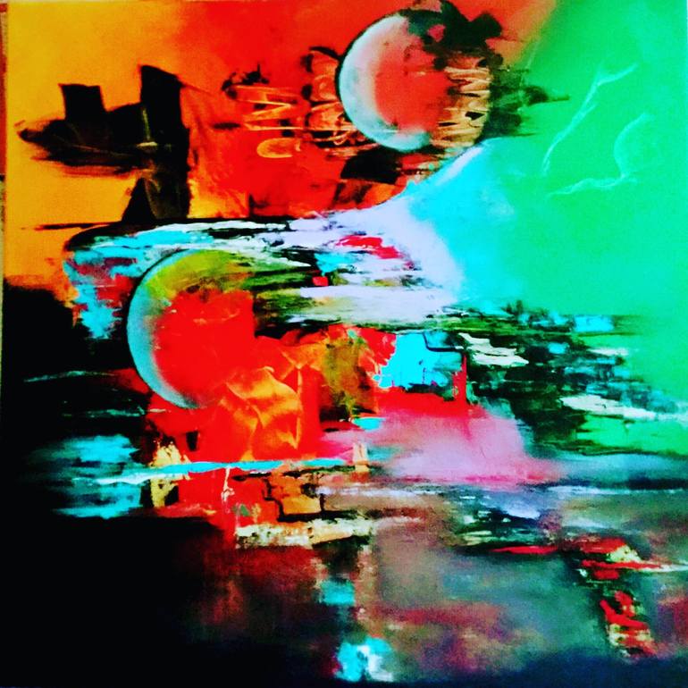 Planetenerwachen Planet Awakening Painting by Doris Simon | Saatchi Art