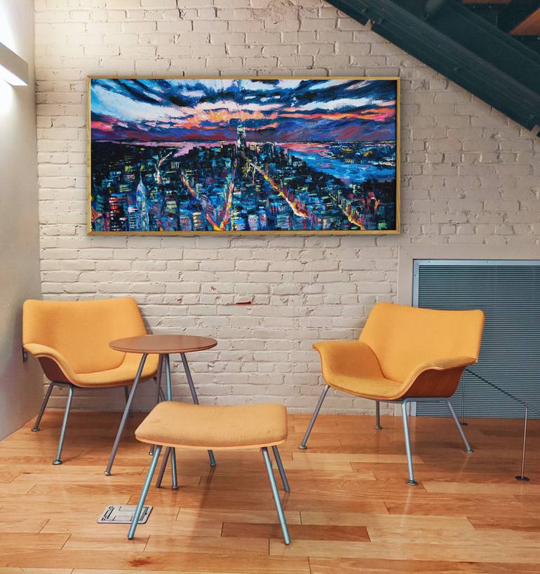 Night Cityscape Abstract Large Original Oil Painting on Canvas Painting ...