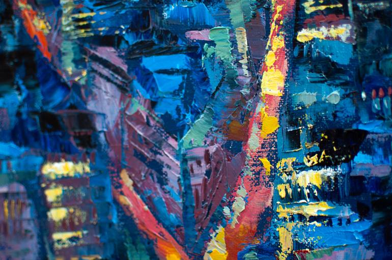 Night Cityscape Abstract Large Original Oil Painting on Canvas Painting ...