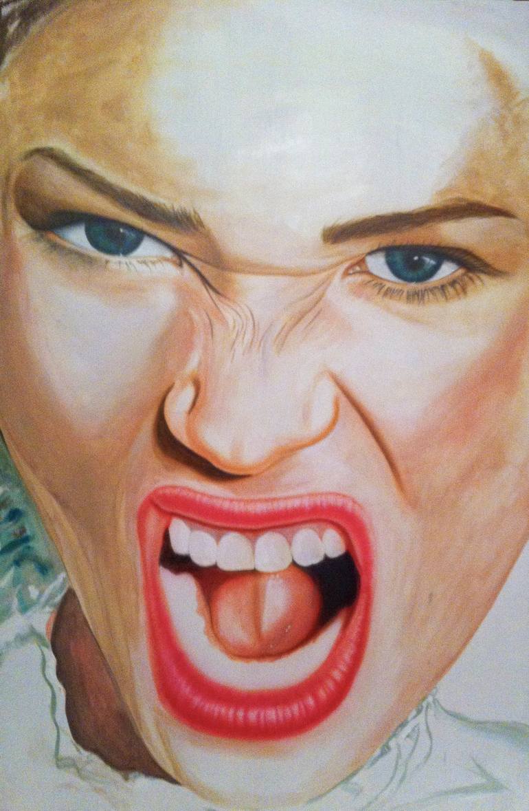 Woman screaming Painting by Antonio De Irun | Saatchi Art