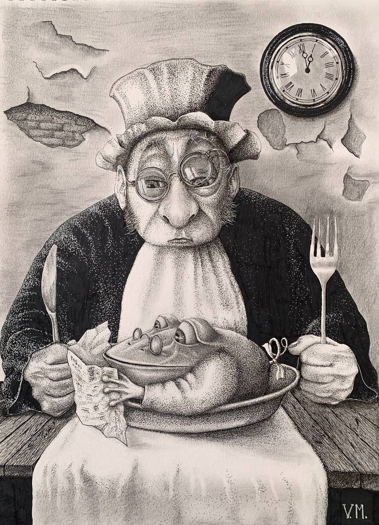 It's one o'clock and time for lunch Drawing by Volodymyr Moldavskyi ...