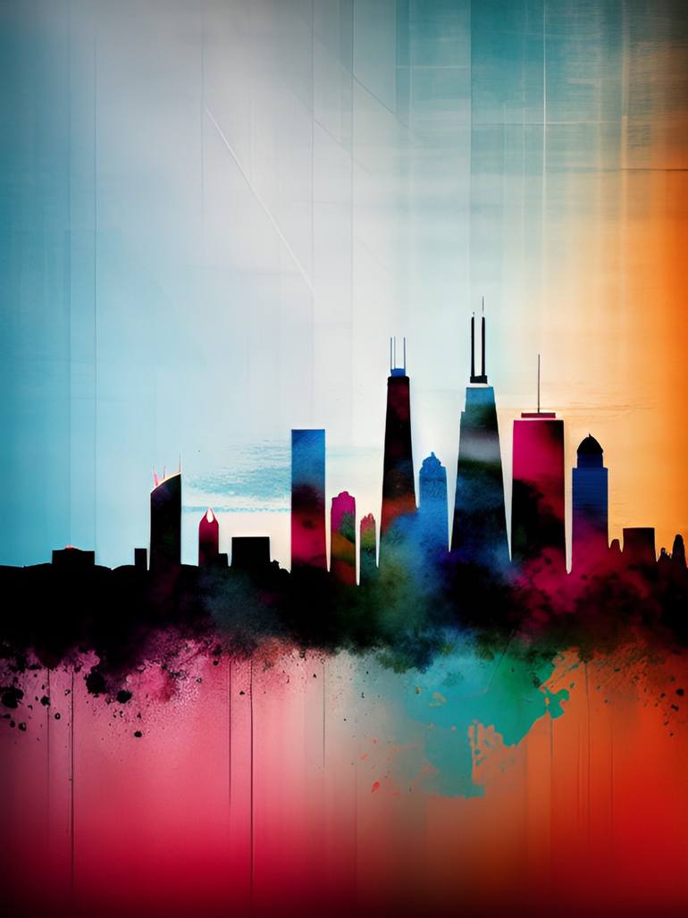 Chicago Skyline Digital by Bjørn Kristian Lantz | Saatchi Art