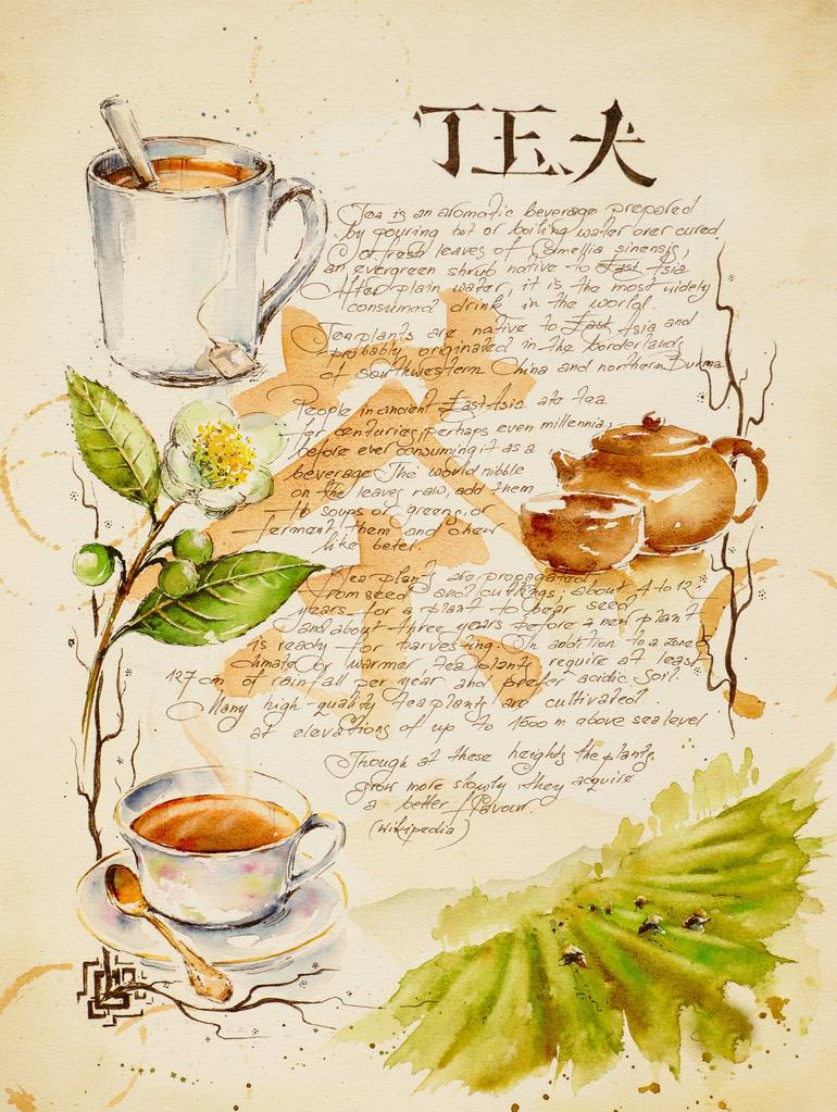 Tea Painting by Eve Mazur | Saatchi Art