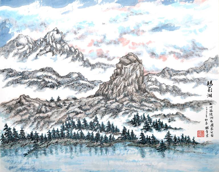 Lake Mary Mammoth Lakes, National Park California 瑪莉湖 Painting by Kam ...