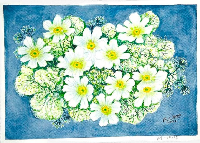 DAISY 小白菊花 Painting by Kam Cheung Mok | Saatchi Art