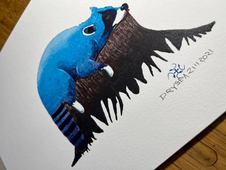 Blue Raccoon Painting by srinivas yc | Saatchi Art