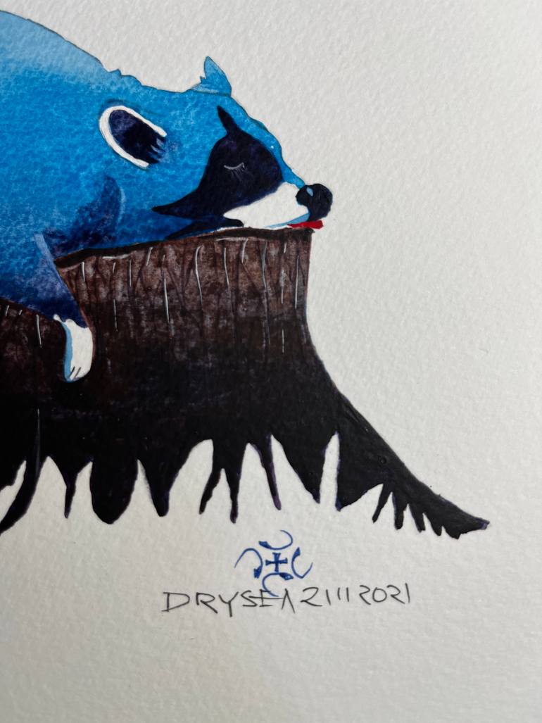 Blue Raccoon Painting by srinivas yc | Saatchi Art