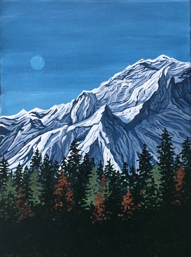 All Quiet Under the Blue Moon Painting by April Lund | Saatchi Art