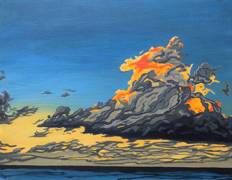 Clouds on Fire, Grand Turk Painting by April Lund | Saatchi Art