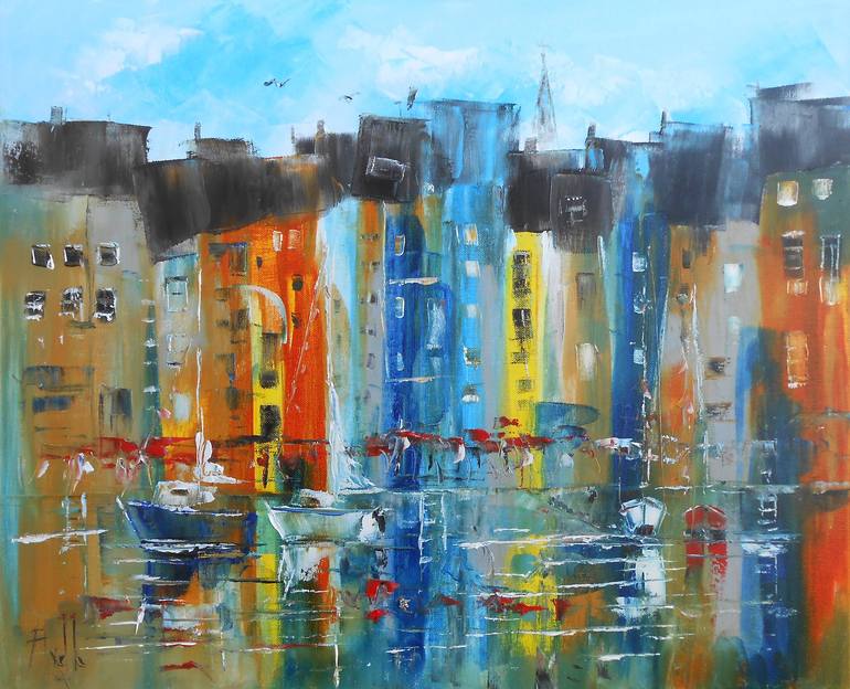 Colors of Honfleur Painting by Axelle BOSLER | Saatchi Art