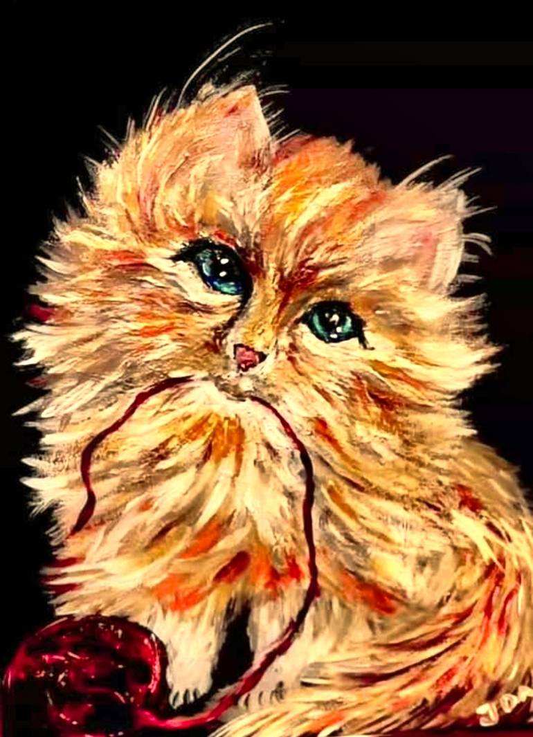 CUTE KITTEN Painting by Joanna Dabrowska | Saatchi Art