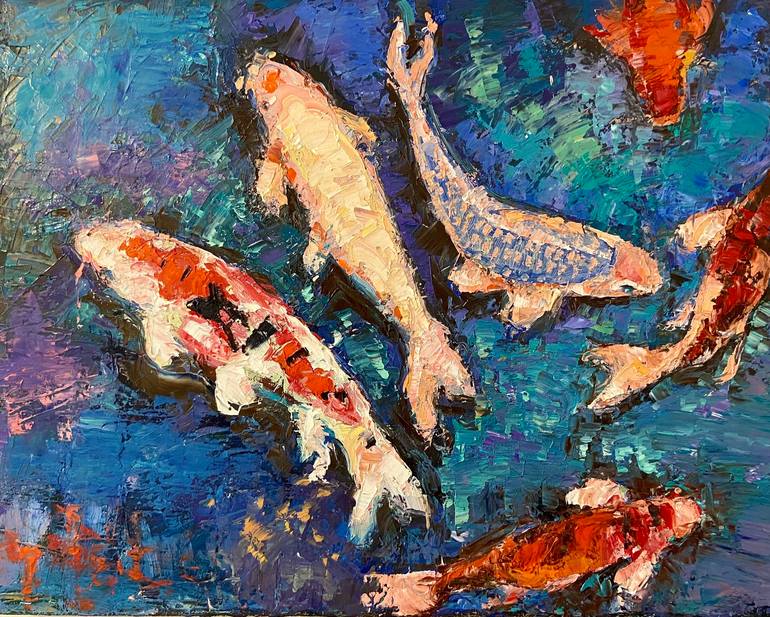 Koi Pond Painting by Alice Chen | Saatchi Art