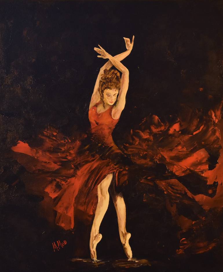 Dancer in Red Painting by Maureen C Mino | Saatchi Art