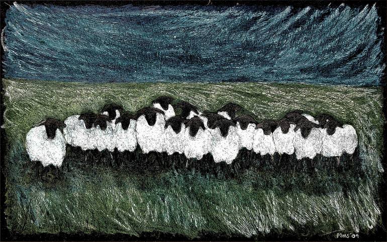 Flock Drawing by Ian Moss | Saatchi Art