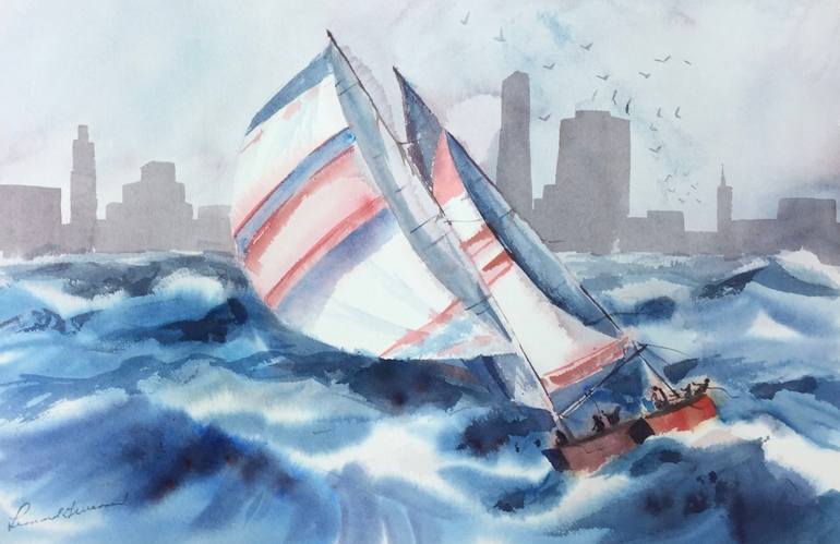 Crazy Sailing Painting by Len Weaver | Saatchi Art